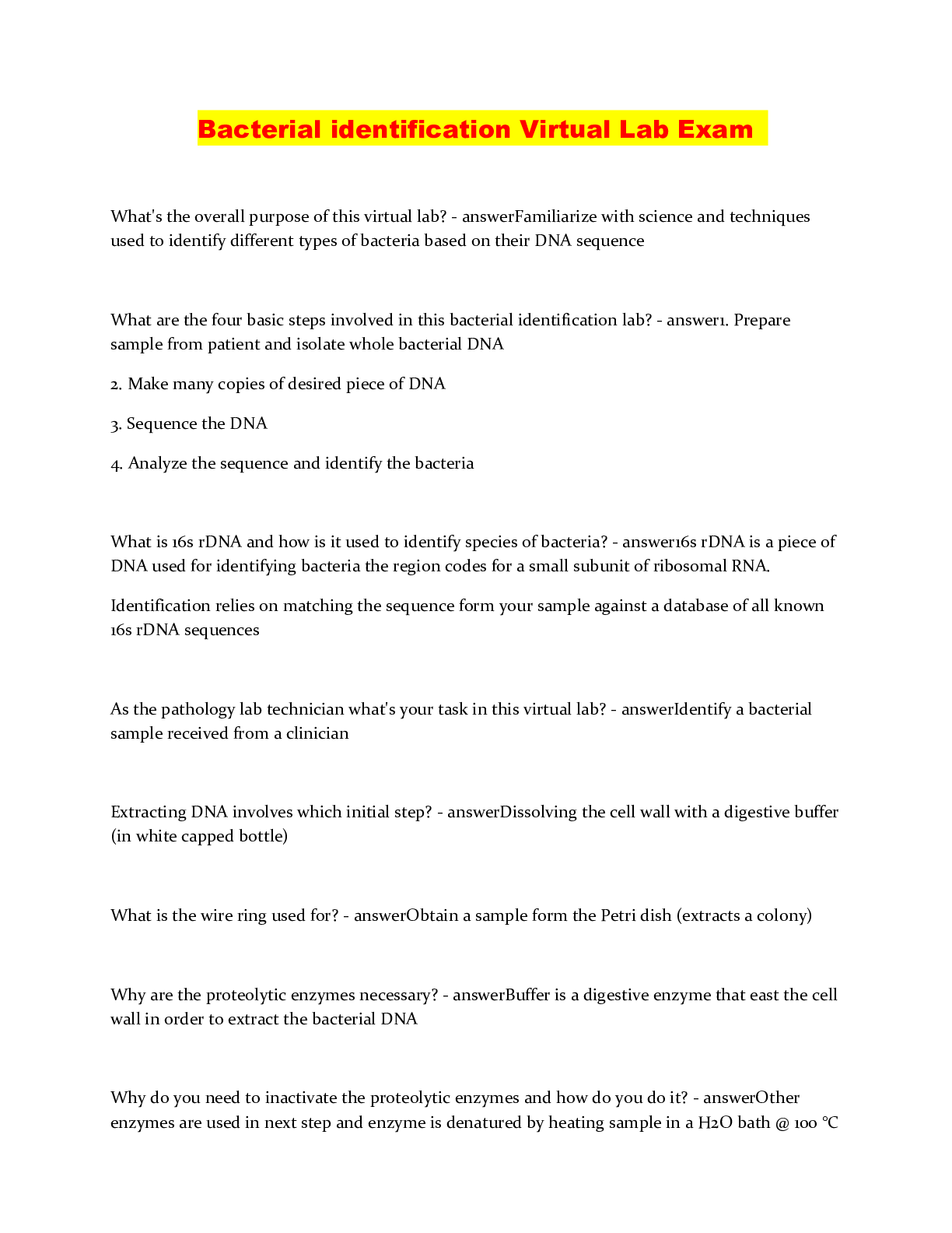 Bacterial identification Virtual Lab Exam - Scholarfriends
