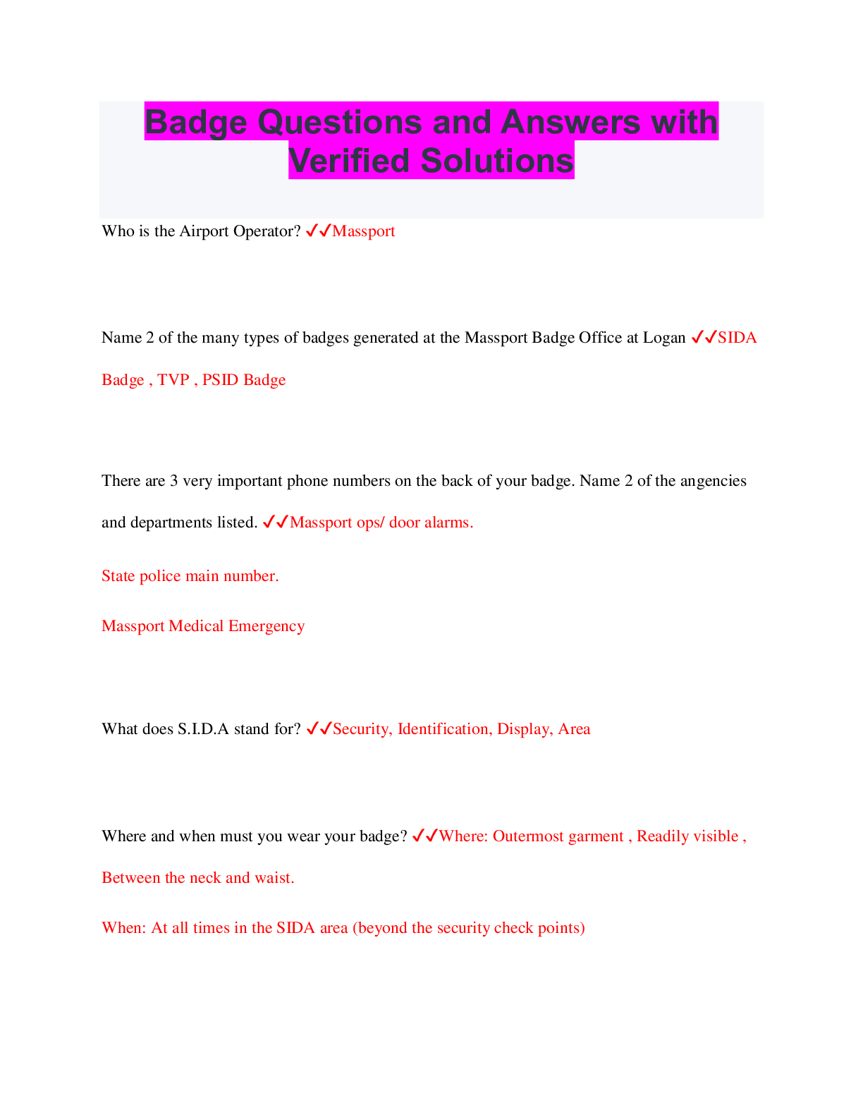 Badge Questions and Answers with Verified Solutions - Scholarfriends