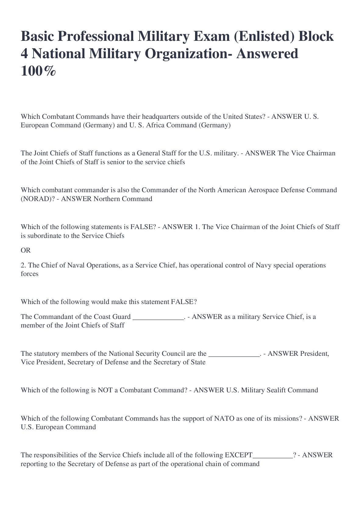 Basic Professional Military Exam (Enlisted) - Block 3 - The Navy ...