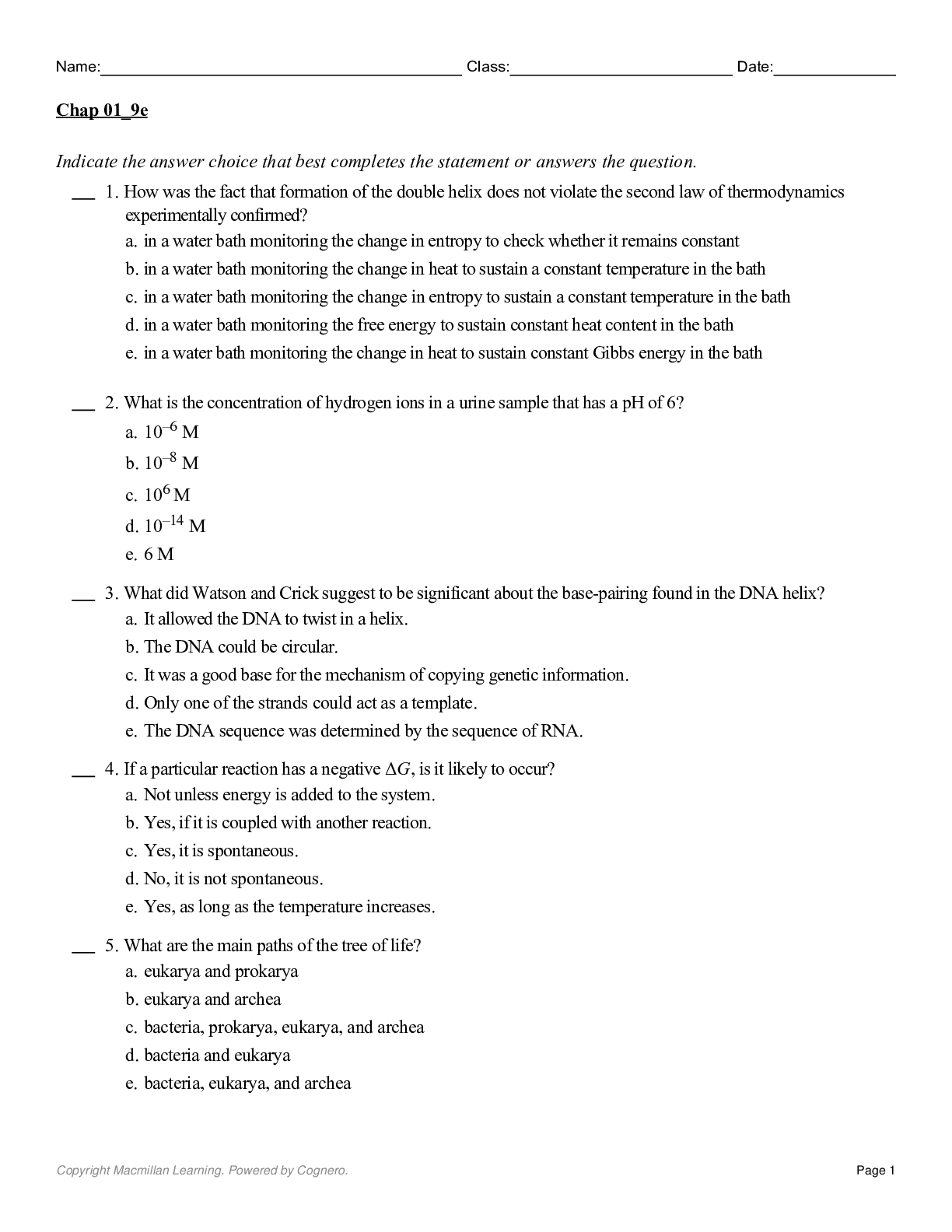 Test Bank for Biochemistry, 9th Edition by Berg; Stryer; Tymoczko and ...