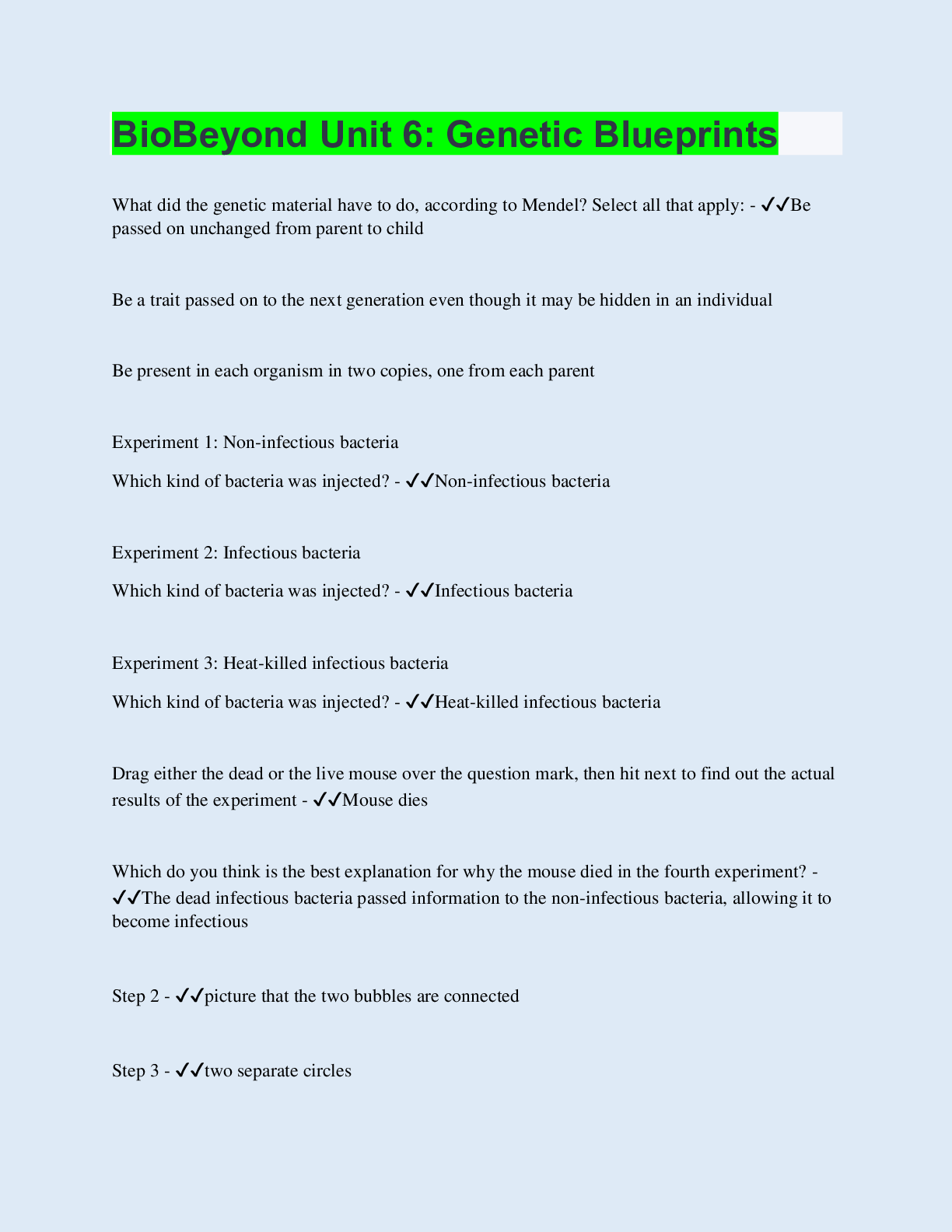 BioBeyond Unit 6: Genetic Blueprints - Scholarfriends