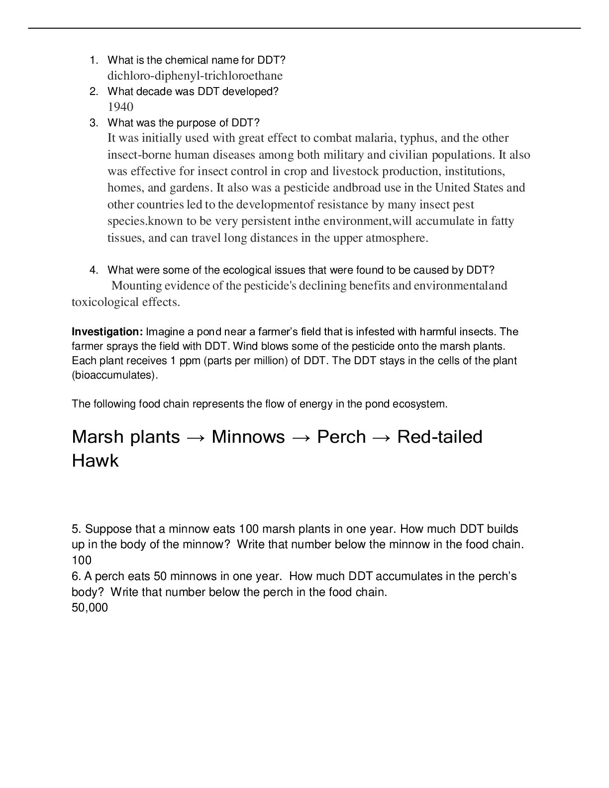 Bioaccumulation &- Biomagnification Worksheet - Scholarfriends