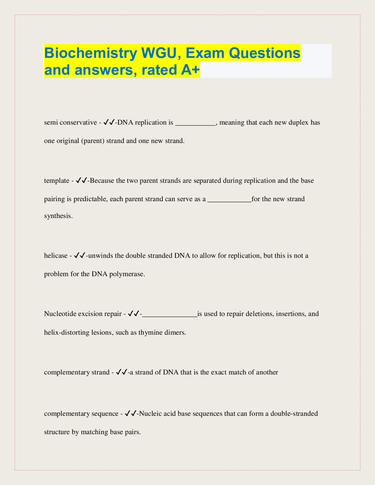 Biochemistry WGU Questions And Answers 2022 – Scholarfriends ...