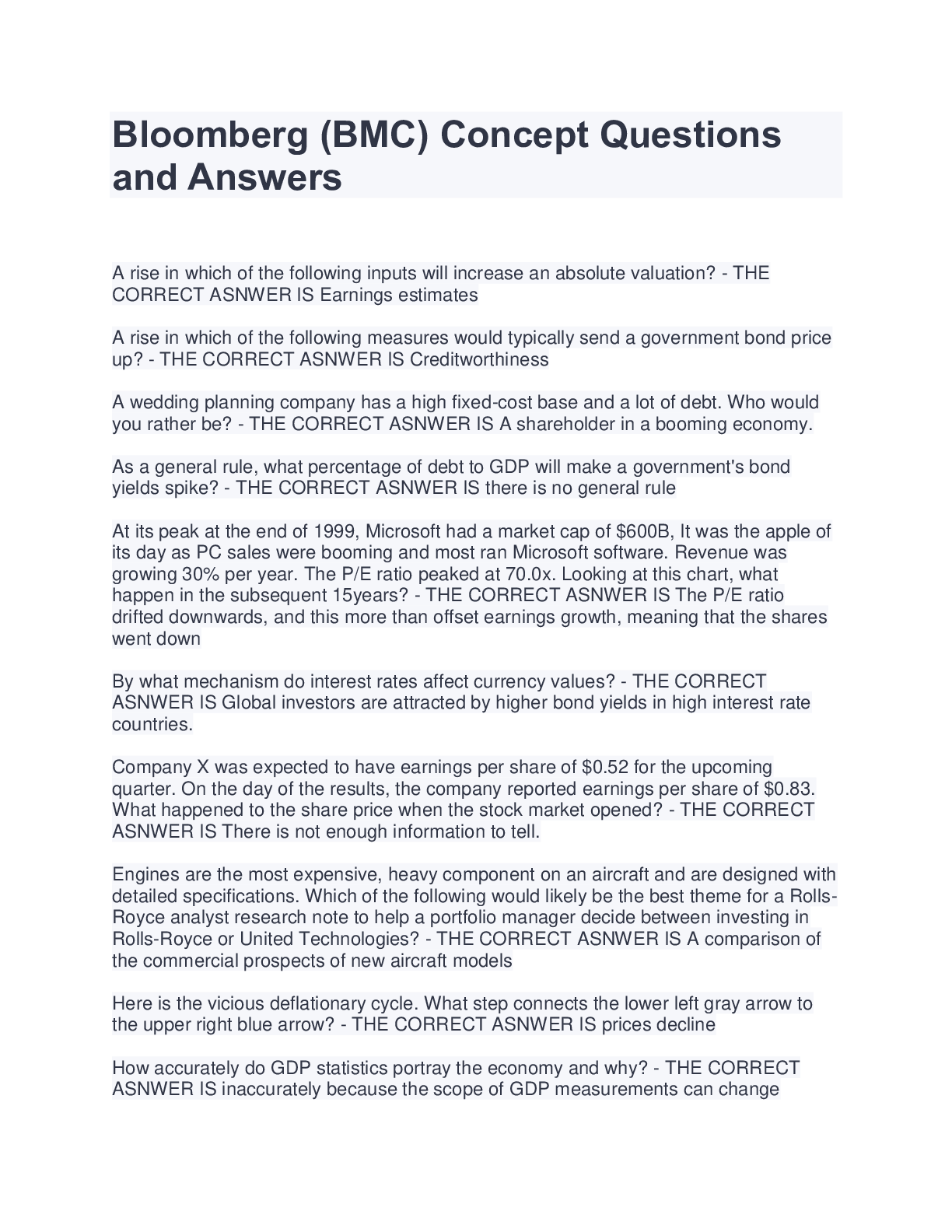 Bloomberg (BMC) Concept Questions and Answers (2022/2023) A+ Graded ...