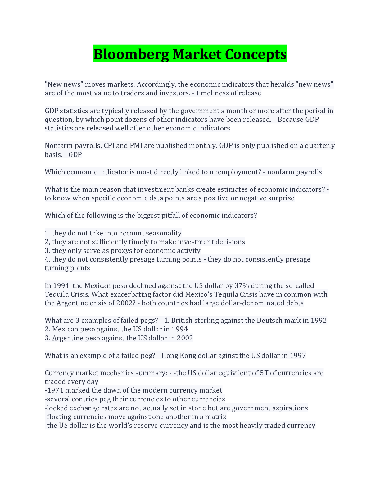 Bloomberg Market Concepts Exam Latest Update . - Scholarfriends