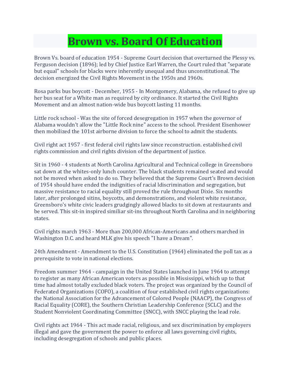 Brown vs. board of education solution guide - Scholarfriends