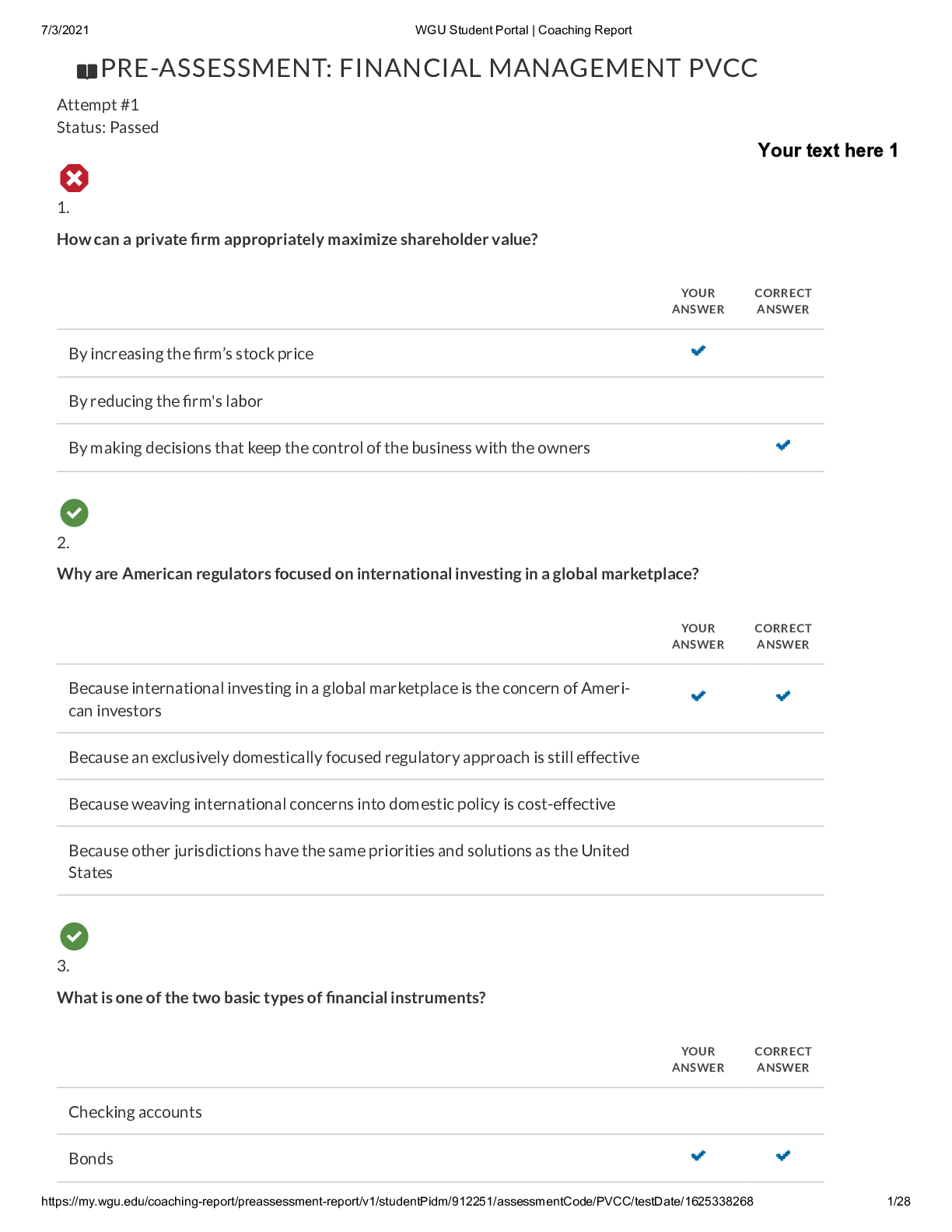 WGU PRE-ASSESSMENT: FINANCIAL MANAGEMENT PVCC 2021 - Scholarfriends