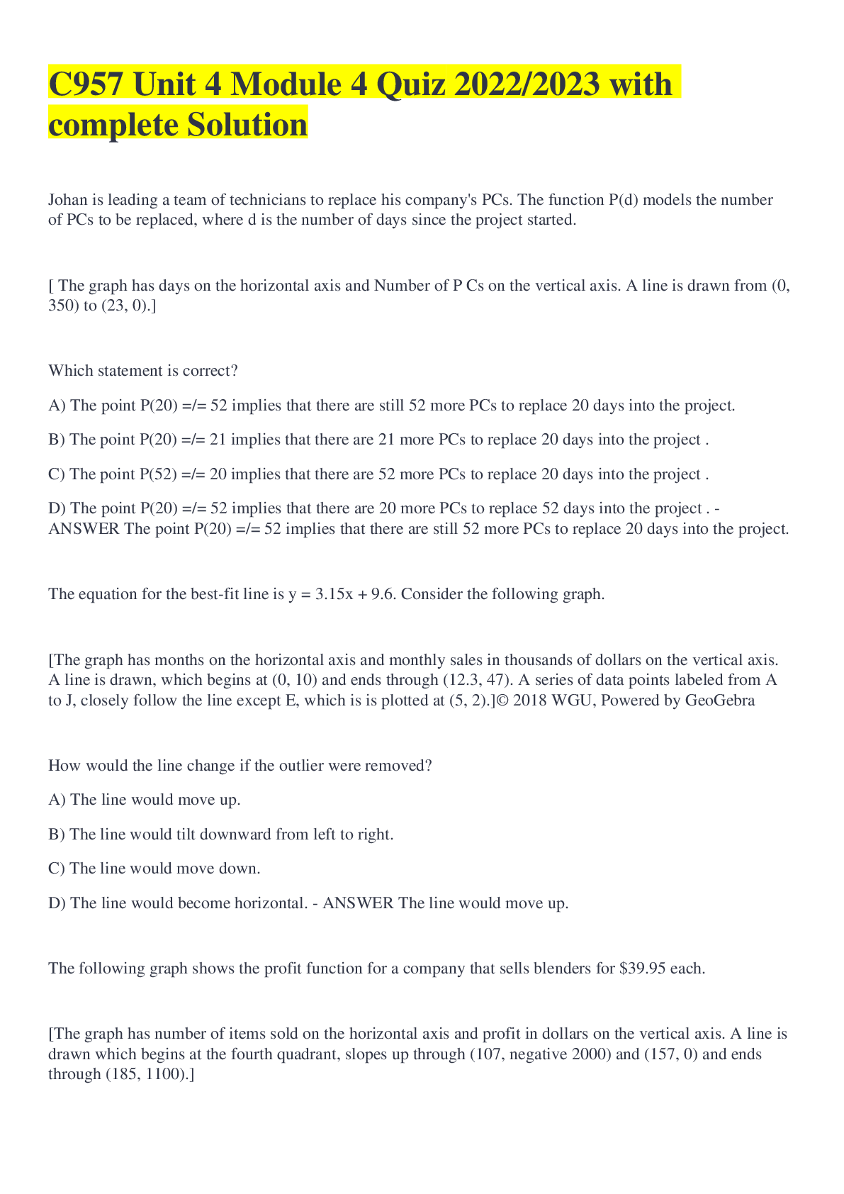 C957 Unit 4 Module 4 Quiz 2022/2023 with complete Solution - Scholarfriends