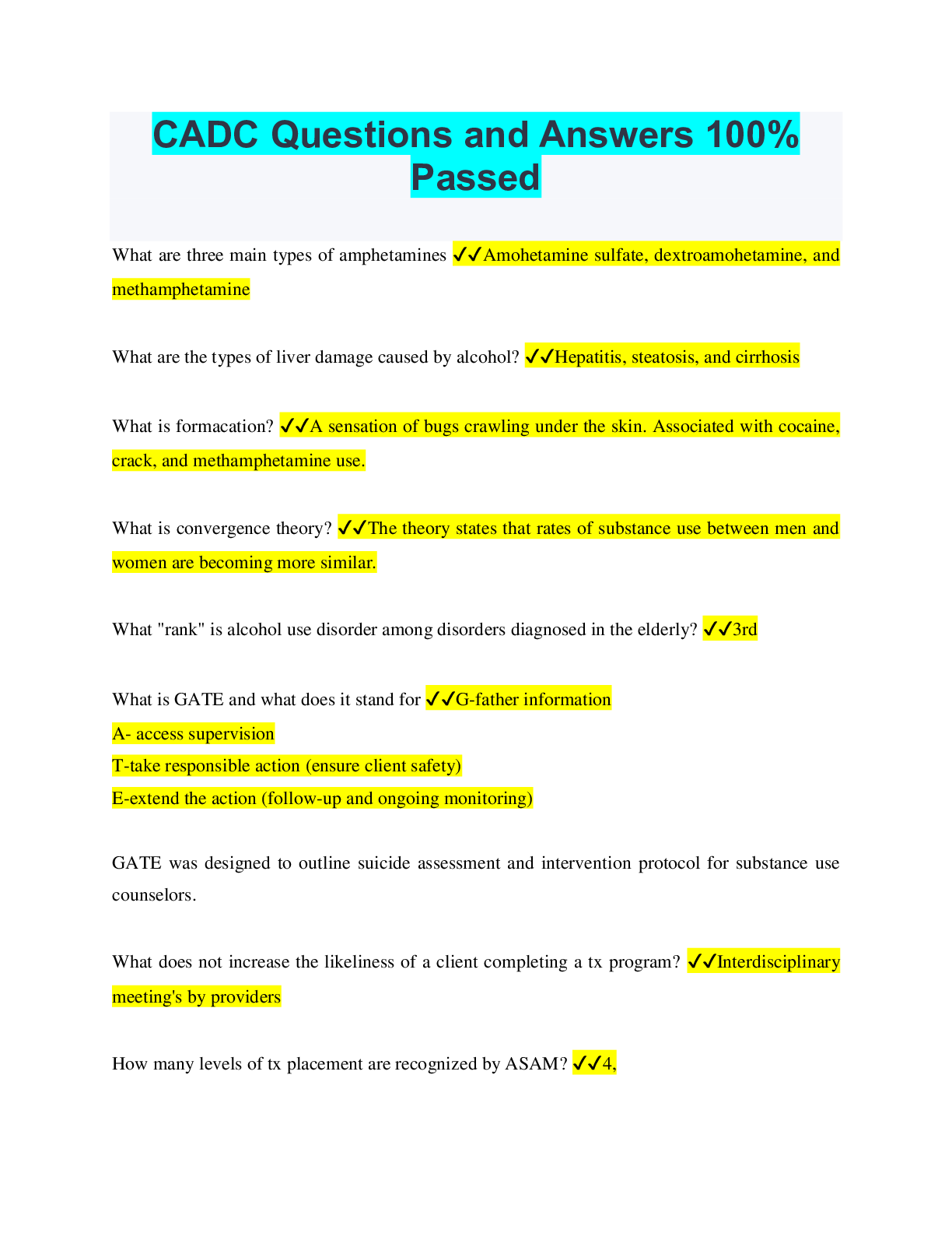 CADC Questions and Answers 100% Passed – Scholarfriends - Scholarfriends