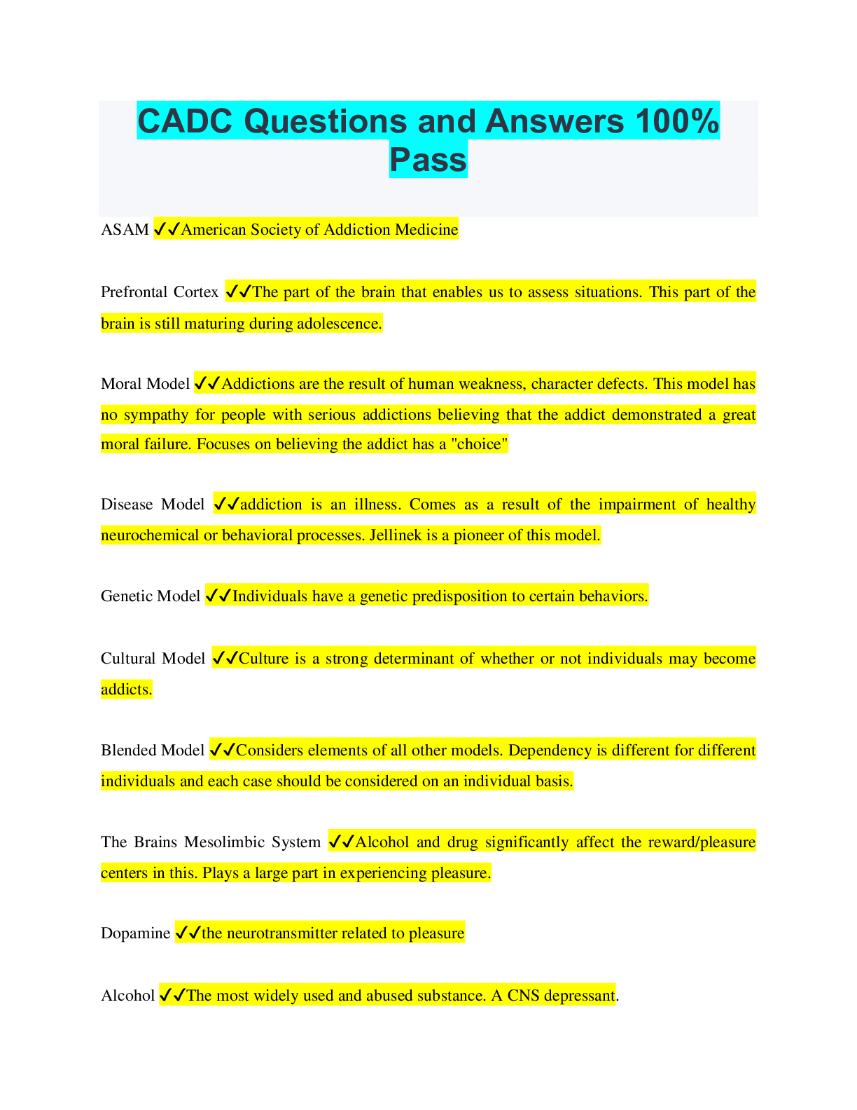 CADC Questions and Answers 100% Pass - Scholarfriends