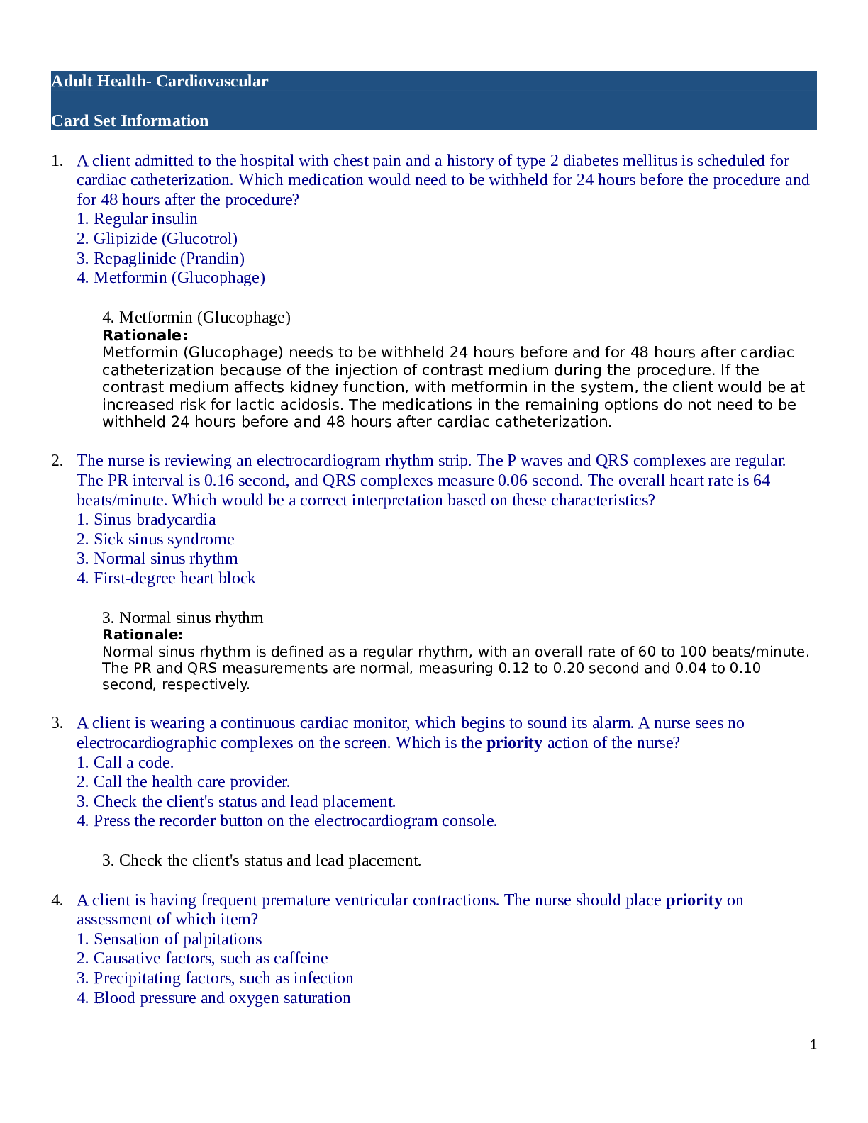 NURS 435_ ADULT HEALTH SAUNDERS EXAM;150 Q&A with correctly explained ...