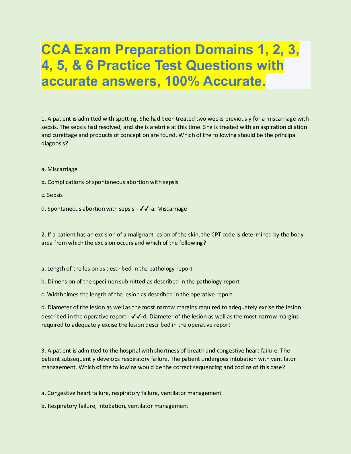 CCA Exam Preparation Domains 1, 2, 3, 4, 5, & 6 Practice Test Questions ...