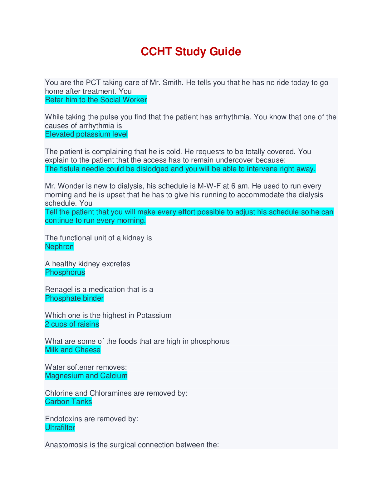 CCHT Study Guide 2022 - Scholarfriends