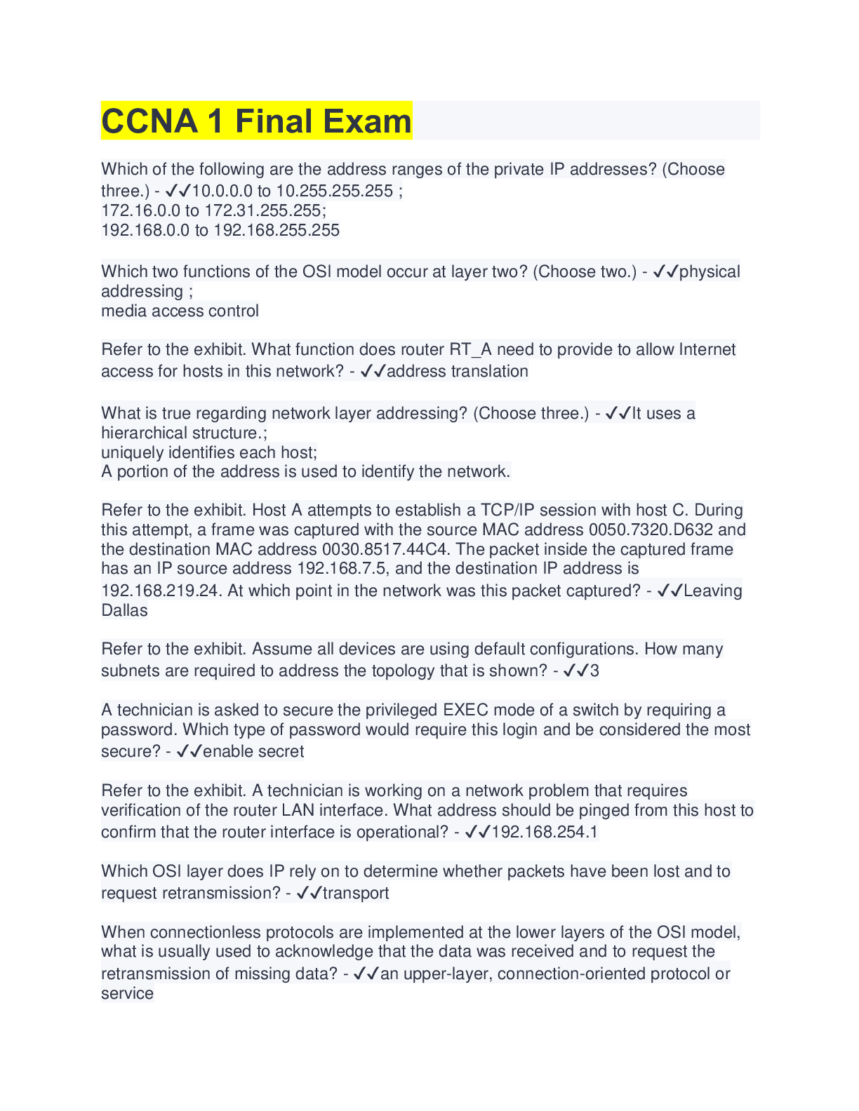 CCNA 1 Final Exam - Scholarfriends