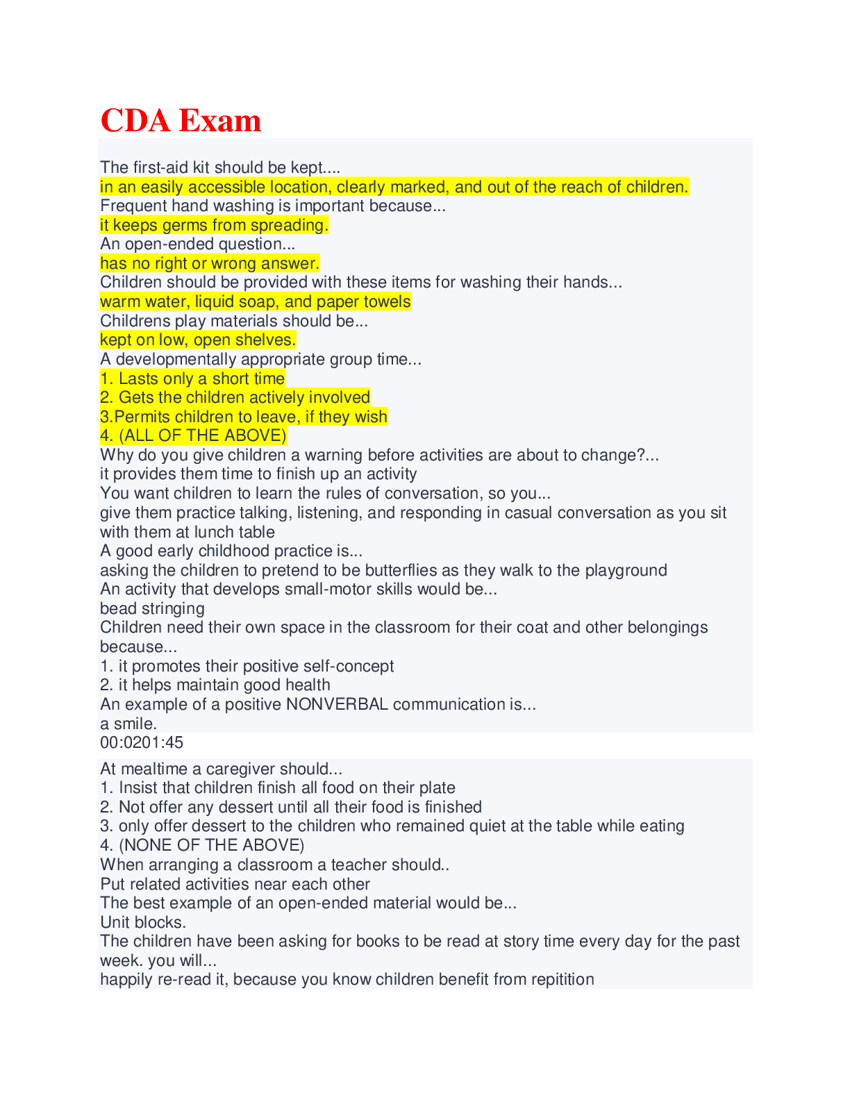 CDA Exam Questions and Answers completed Solution - Scholarfriends