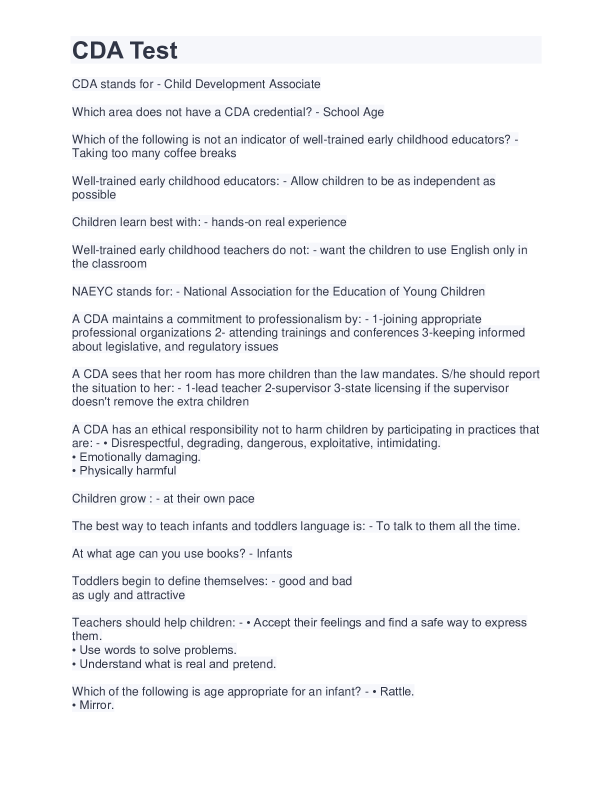 CDA Test - Scholarfriends