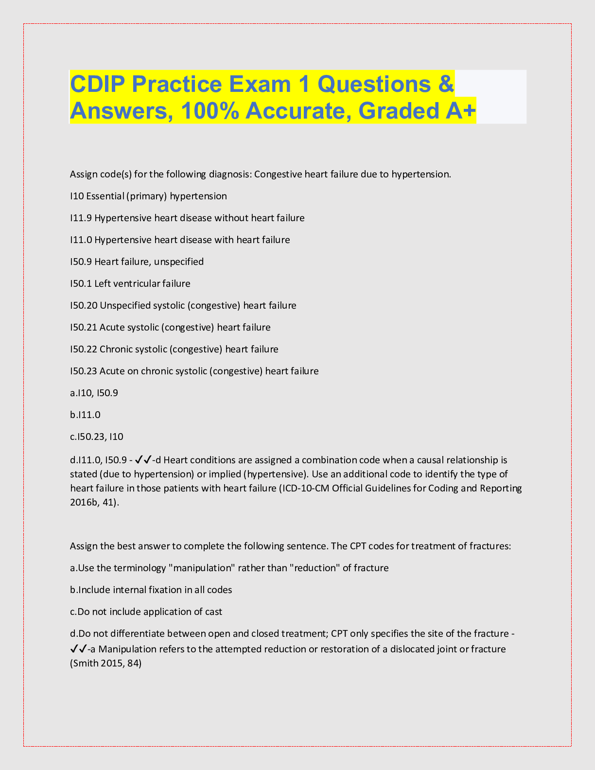 CDIP Practice Exam 1 Questions & Answers, 100% Accurate, Graded A+ ...