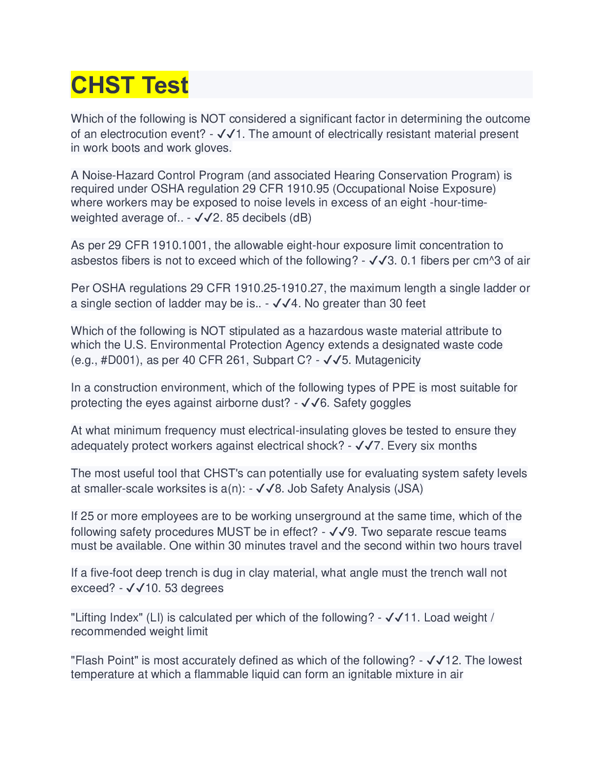 CHST Test - Scholarfriends