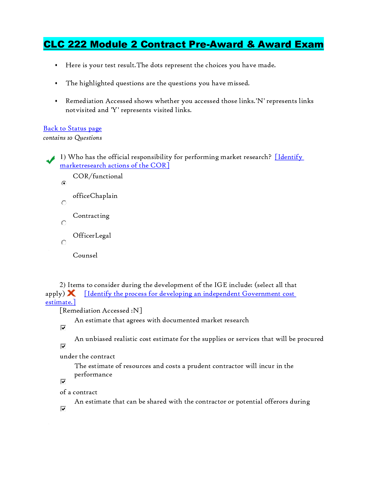 CLC 222 Module 2 Contract Pre-Award Exam. - Scholarfriends