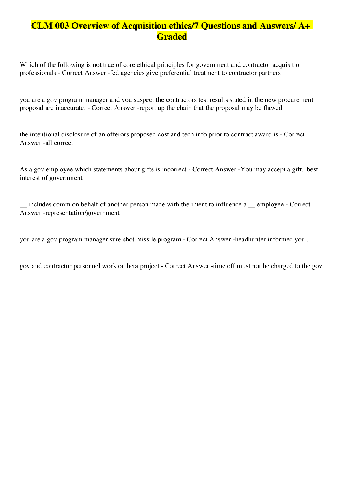 ACQ 0030 Overview of Acquisition Ethics - Scholarfriends