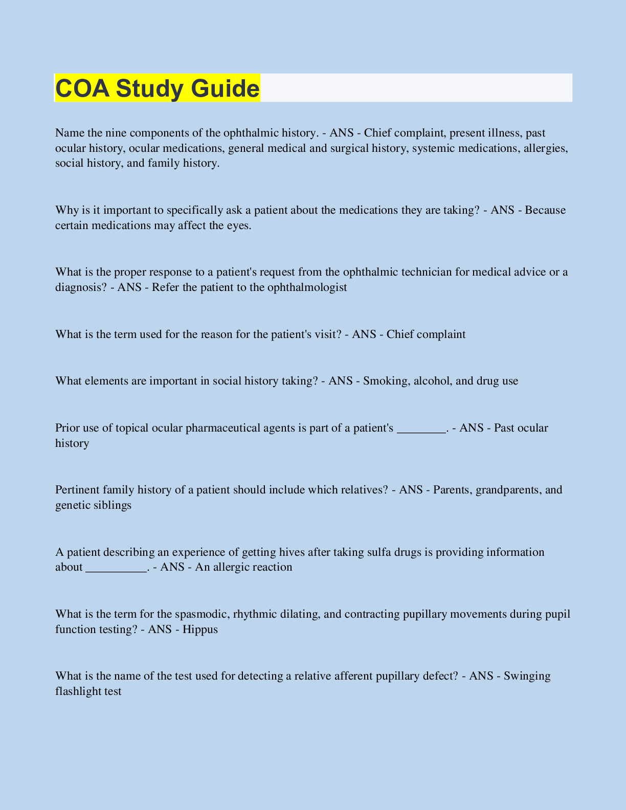 Bundle for COA Tests | Updated & Verified | Everything you need to Pass ...