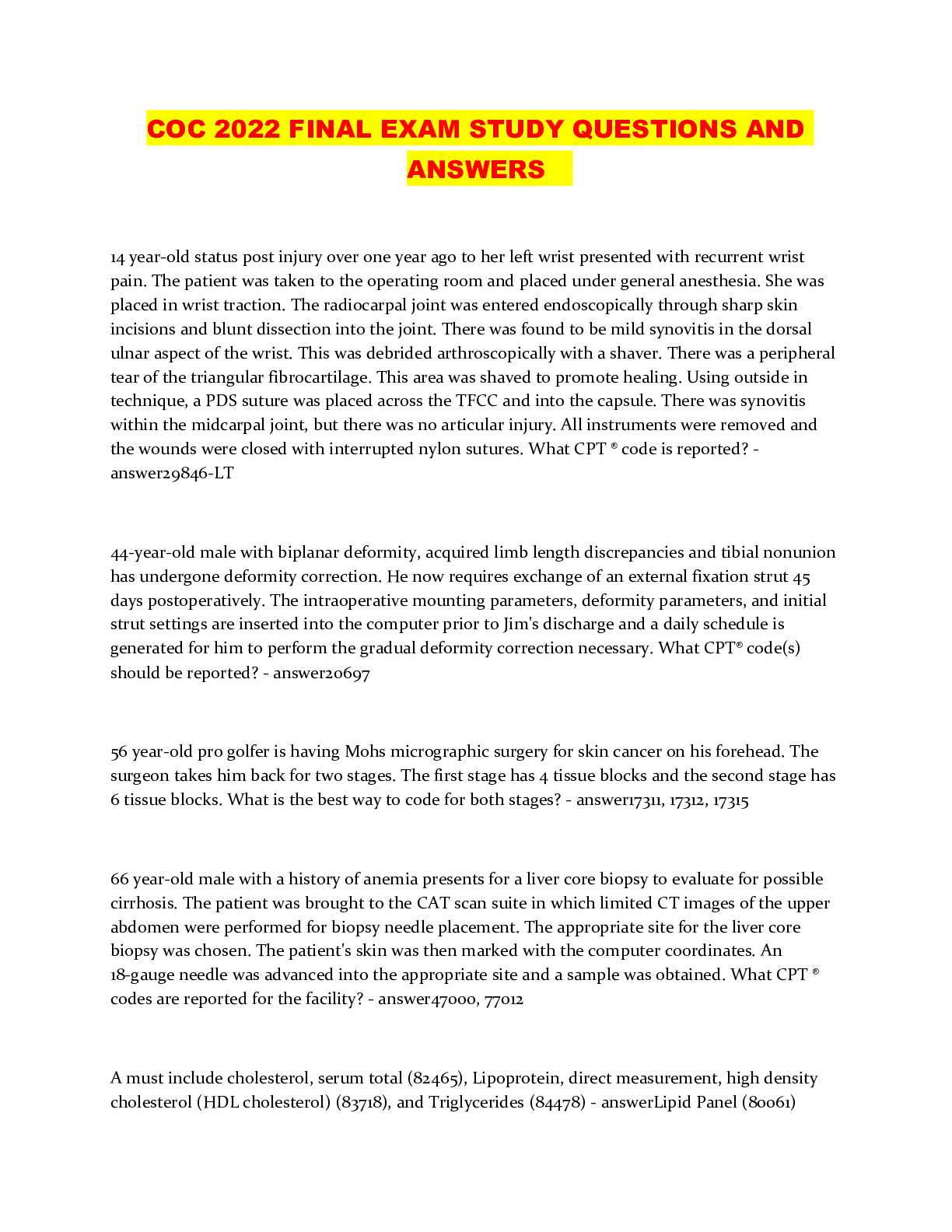 COC 2022 FINAL EXAM STUDY QUESTIONS AND ANSWERS - Scholarfriends