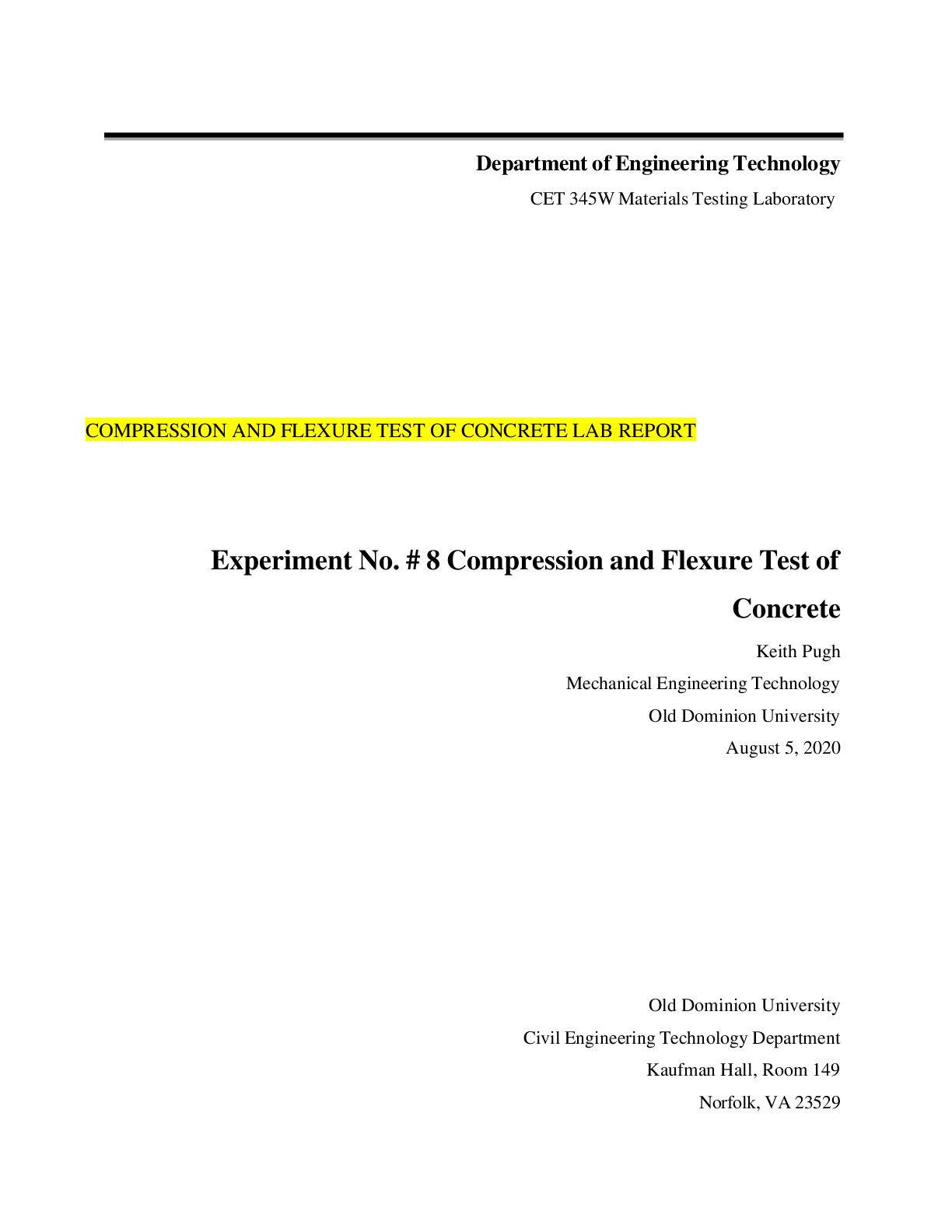 COMPRESSION AND FLEXURE TEST OF CONCRETE LAB REPORT - Scholarfriends