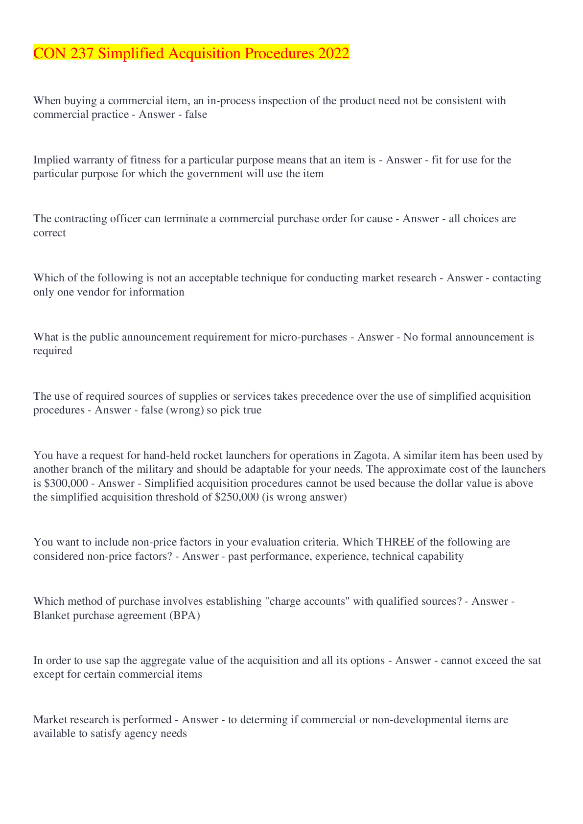 CON 237 Simplified Acquisition Procedures 2022 - Scholarfriends