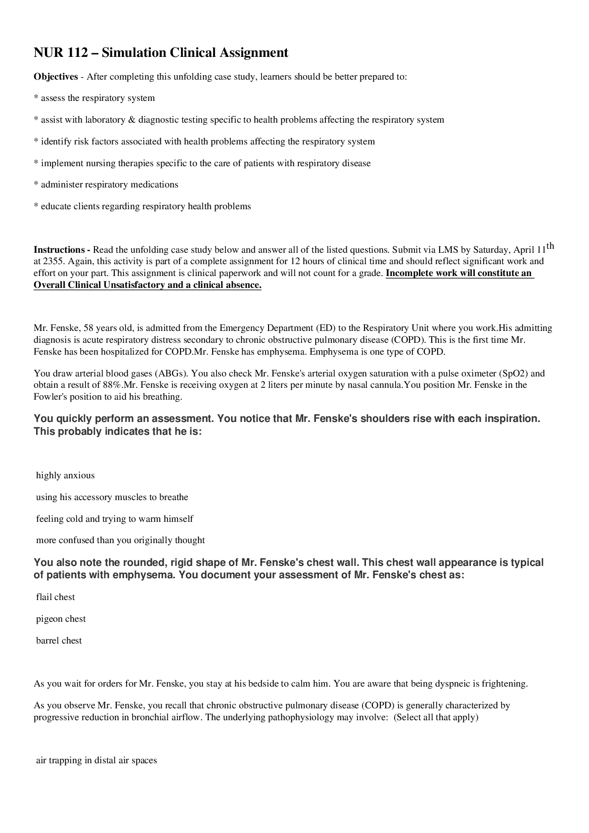 NUR 112 :COPD Case Study-Kayla Hammonds COVID 19-Clinical Simulation ...