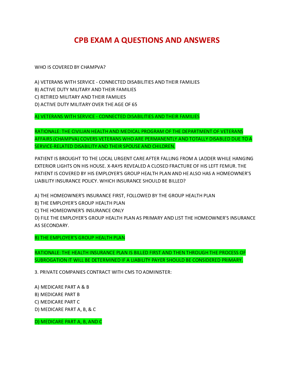CPB EXAM A QUESTIONS AND ANSWERS - Scholarfriends