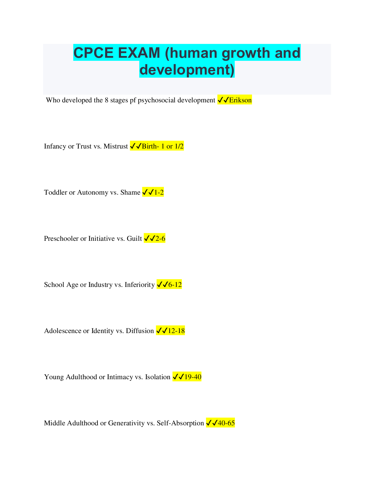 CPCE EXAM (human growth and development) – Scholarfriends - Scholarfriends