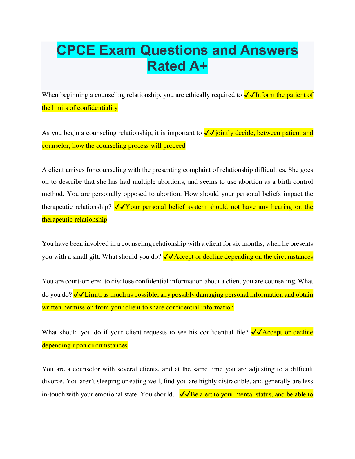 Bundle for CPCE Tests | Updated & Verified | Everything you need to ...