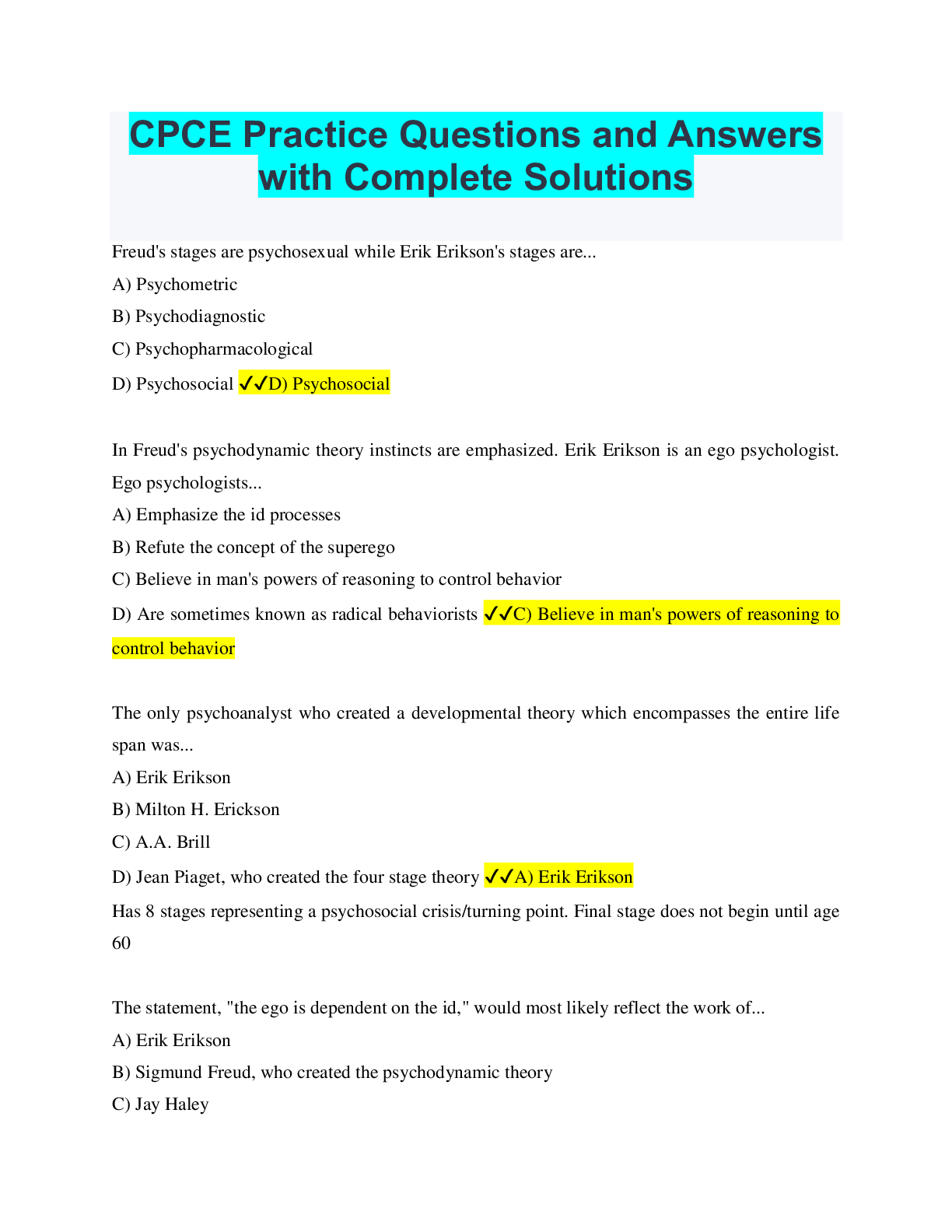 CPCE Practice Questions and Answers with Complete Solutions ...