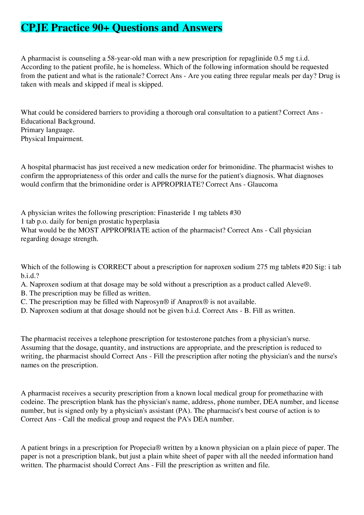 CPJE Practice 90+ Questions and Answers - Scholarfriends