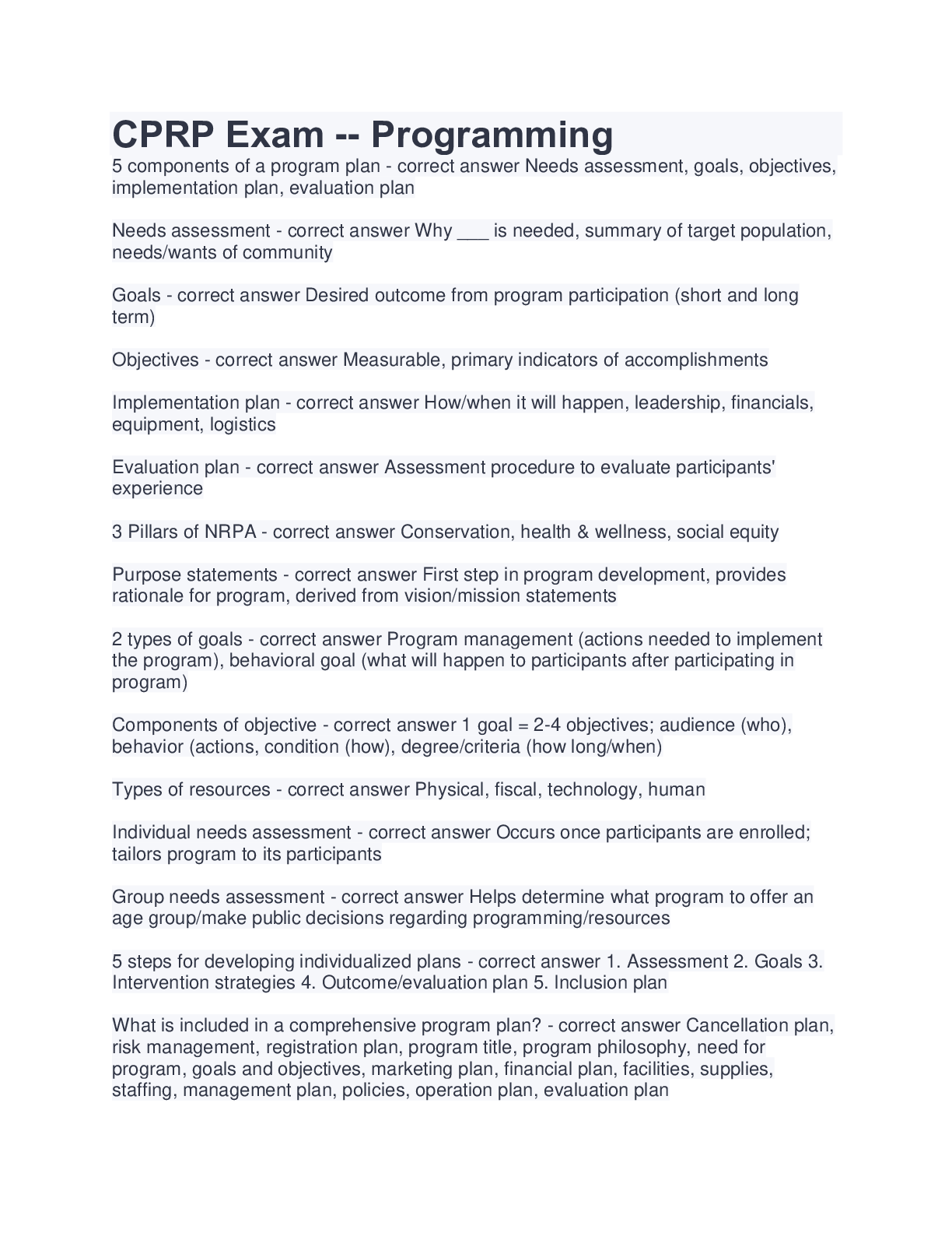 CPRP Exam -- Programming - Scholarfriends