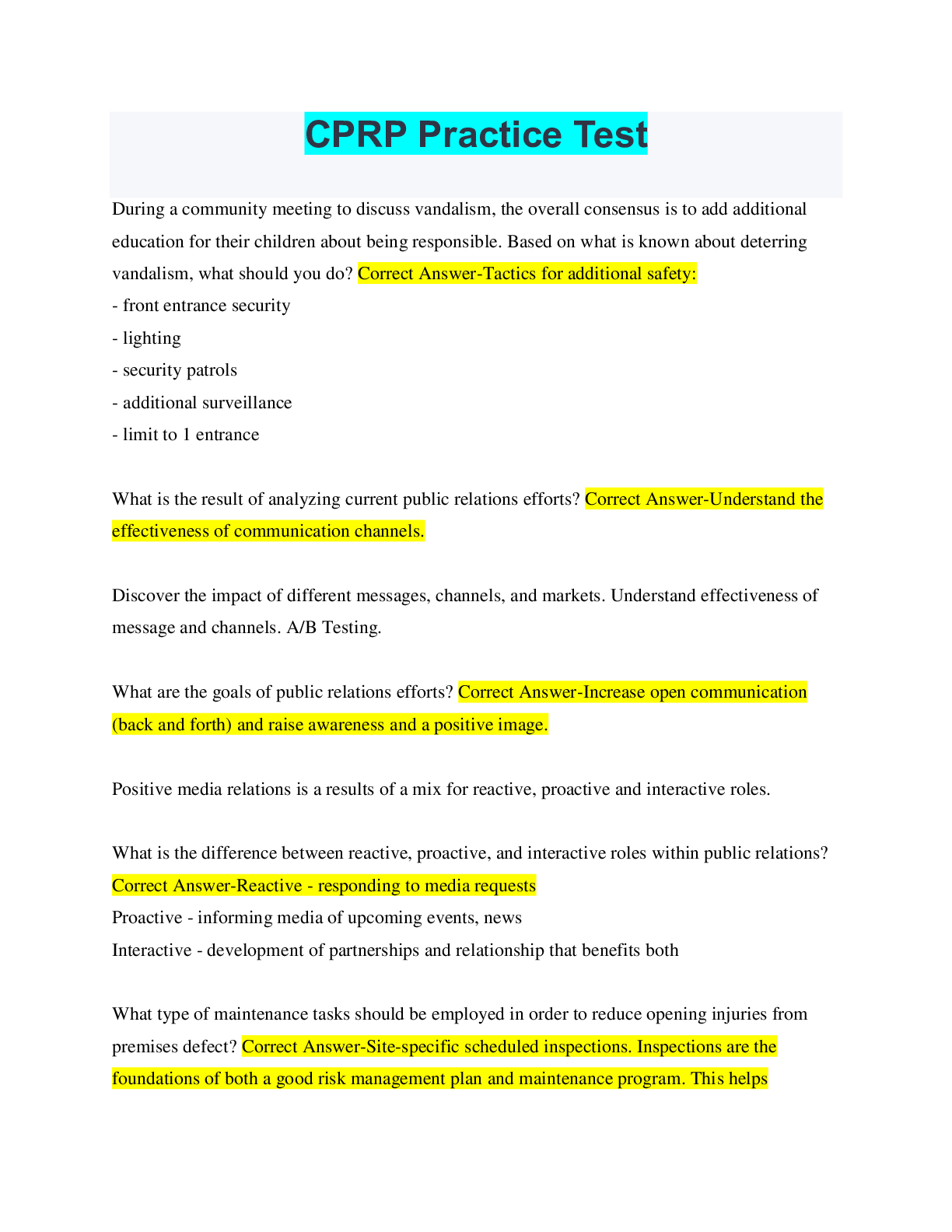 CPRP Practice Test - Scholarfriends