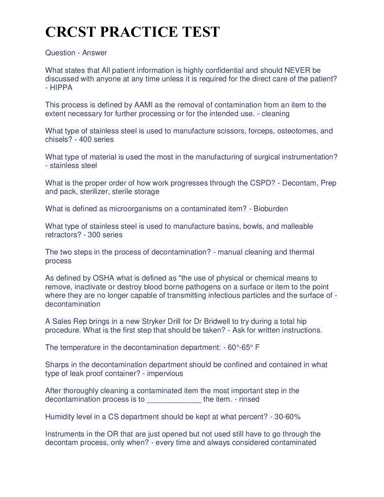 Bundle for CRCST Tests Compilation - Scholarfriends