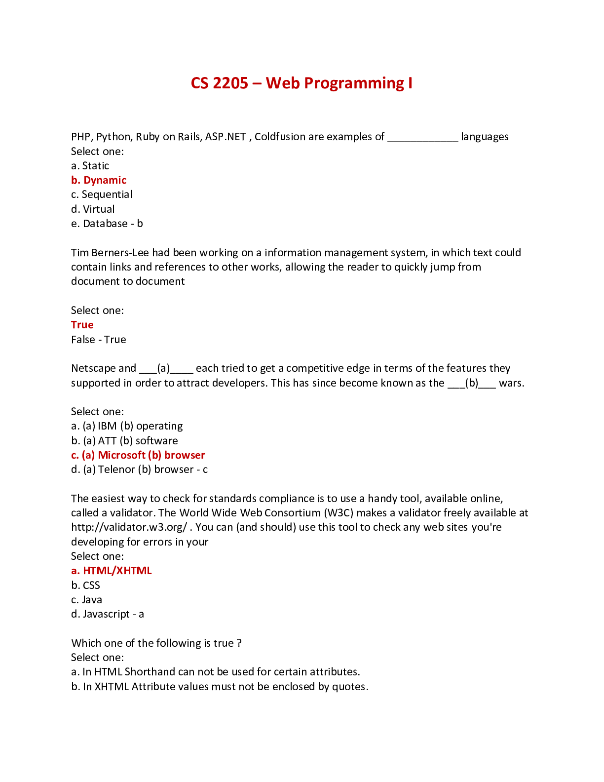 CS 2205 – Web Programming I - Scholarfriends