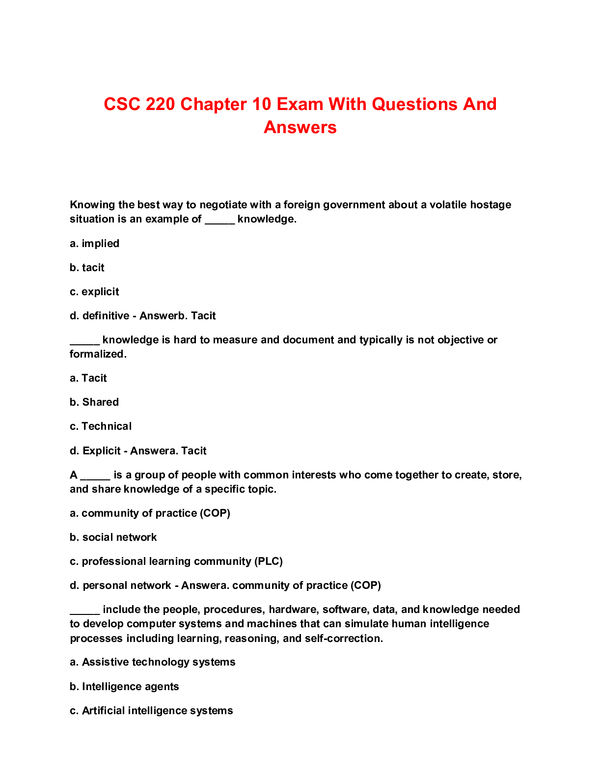 CSC 220 Chapter 10 Exam With Questions And Answers - Scholarfriends