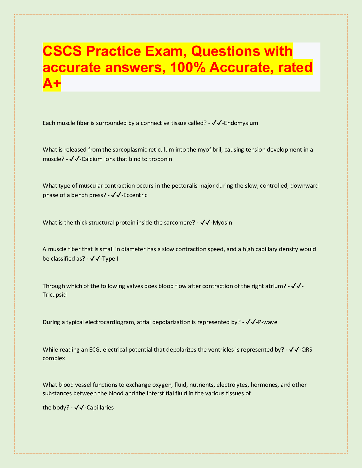 CSCS Practice Exam Questions And Answers 2022/2023 - Scholarfriends