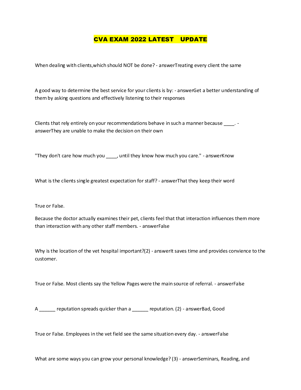 CVA EXAM 2022 LATEST UPDATE - Scholarfriends