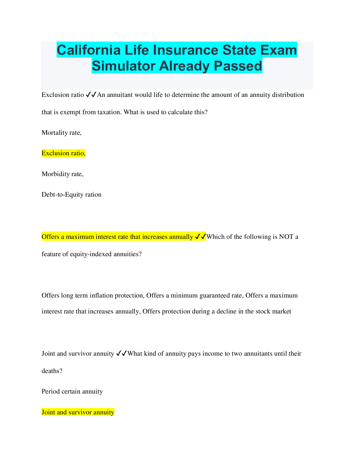 California Life Insurance State Exam Simulator Already Passed ...