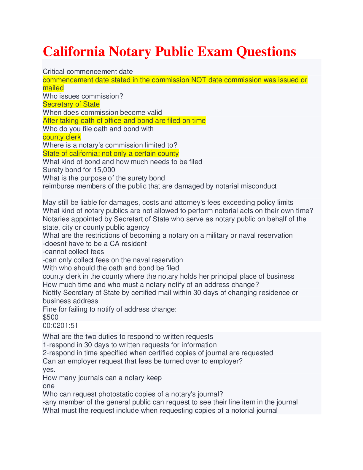 California Notary Public Exam Questions And Answers - Scholarfriends