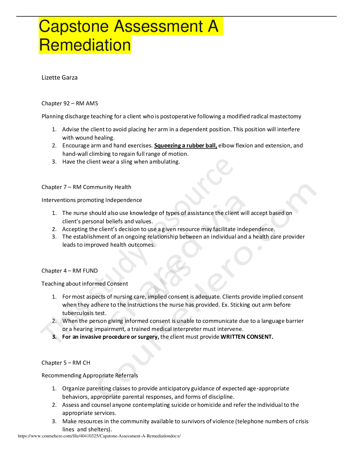 Capstone Assessment A Remediation - Scholarfriends