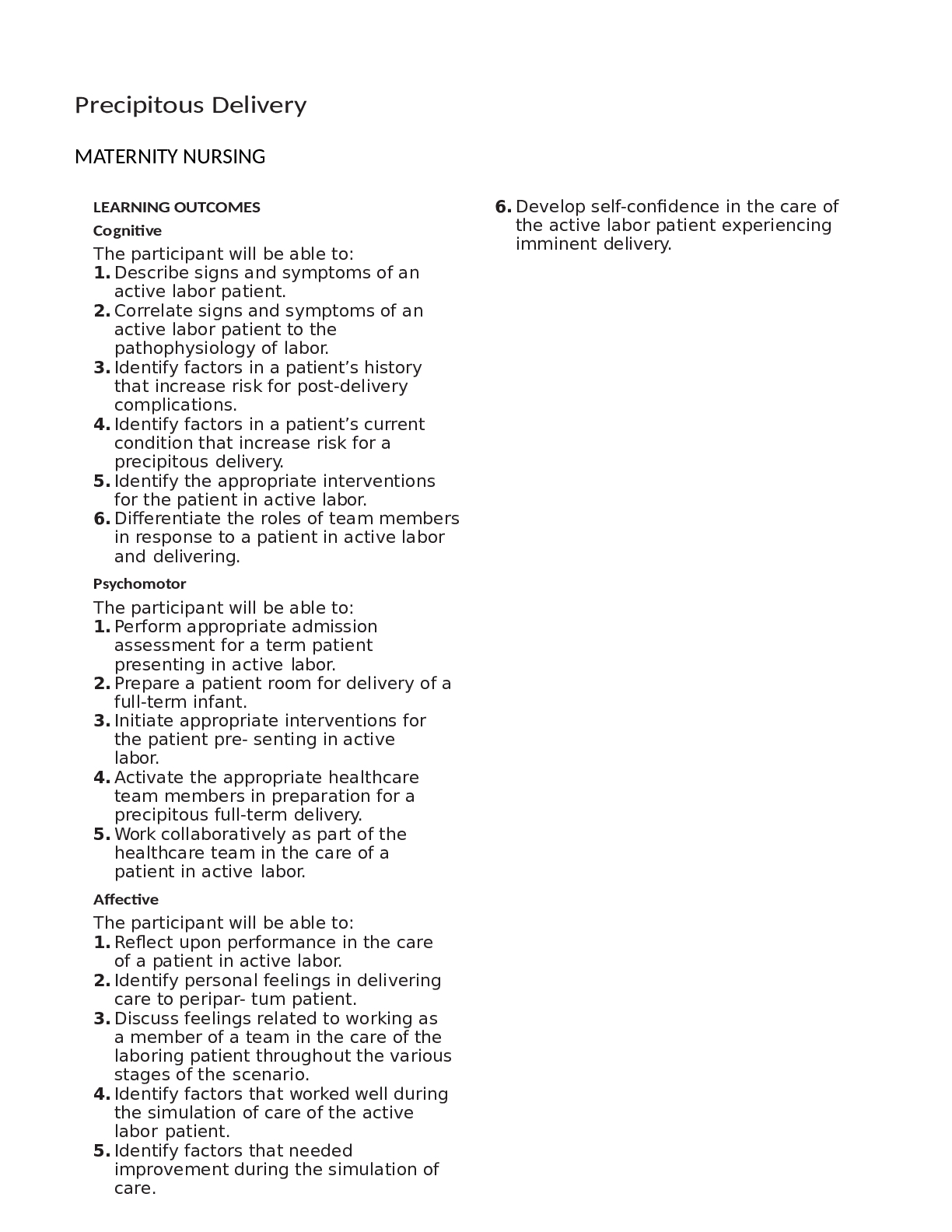 Case Study Precipitous Delivery - Scholarfriends