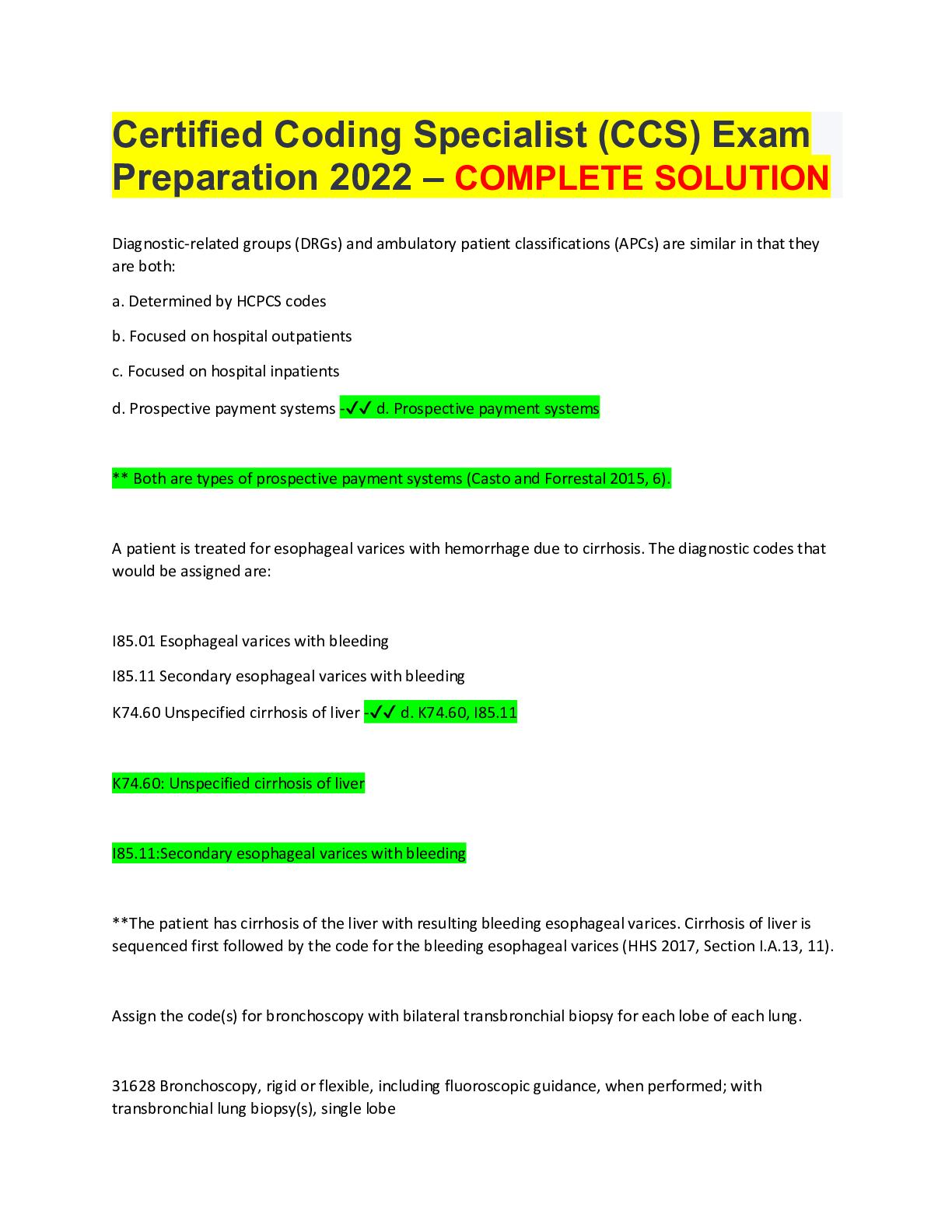Certified Coding Specialist (CCS) Exam Preparation 2022 – COMPLETE ...