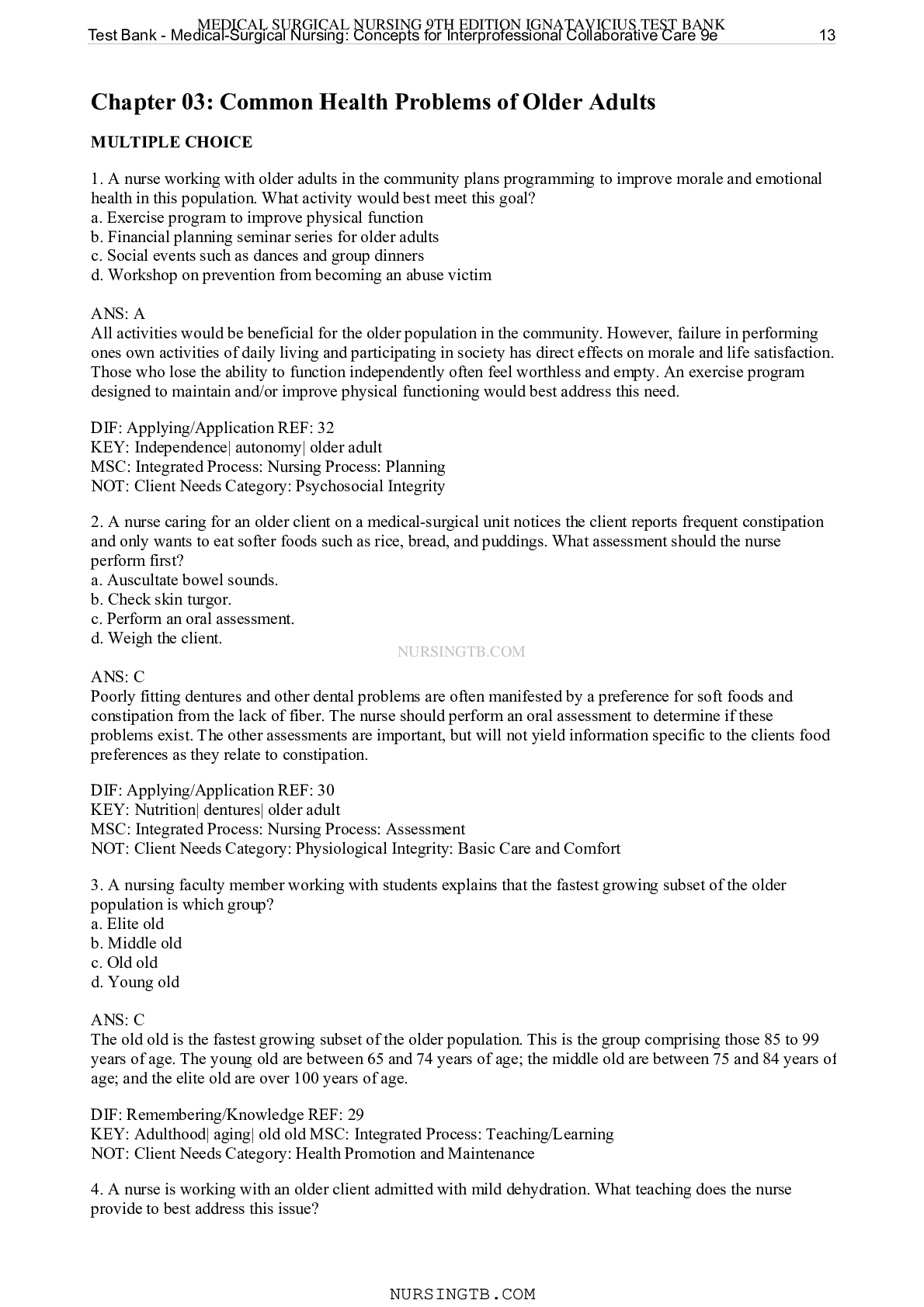 Chapter 03: Common Health Problems of Older Adults - Scholarfriends