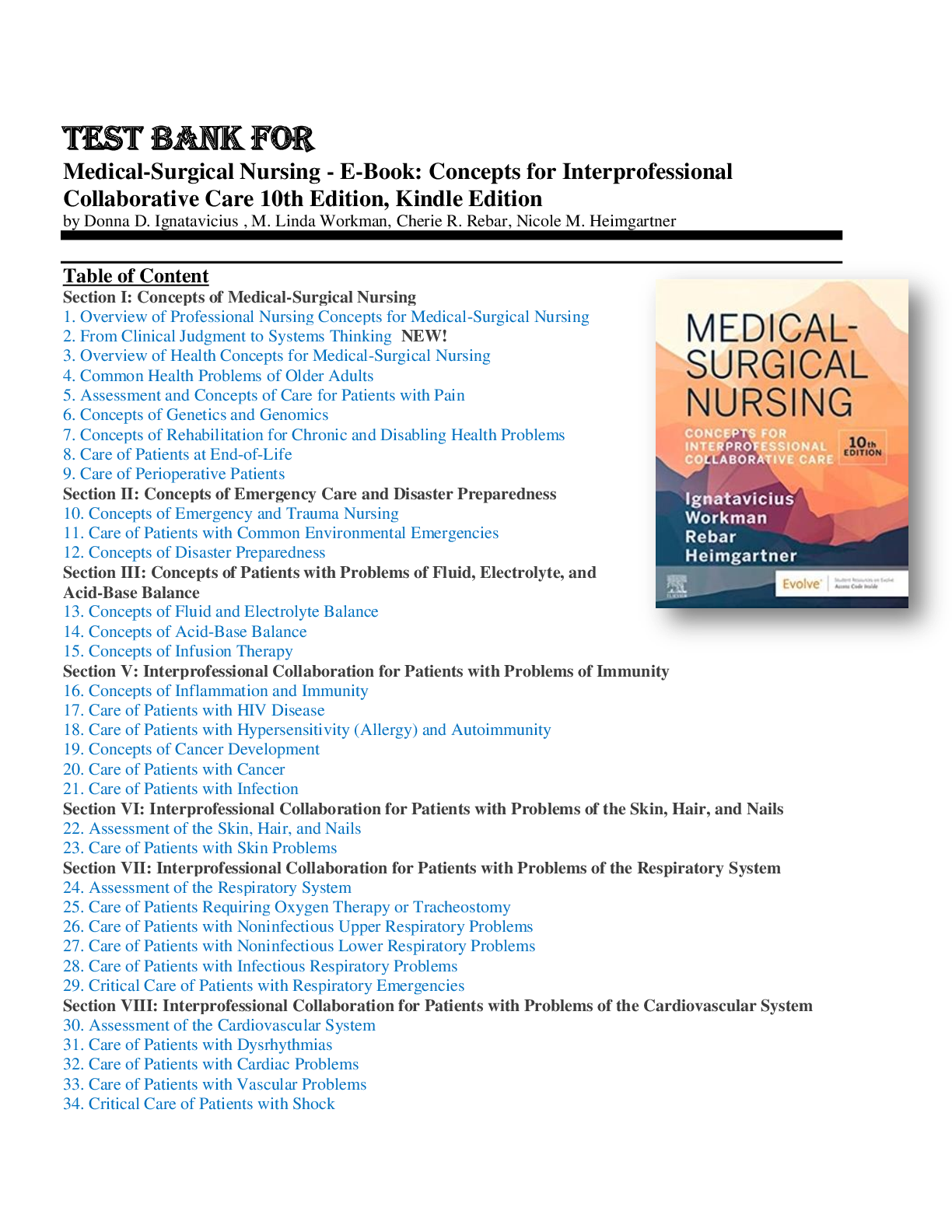 Medical-Surgical Nursing; Concepts for Interprofessional Collaborative ...