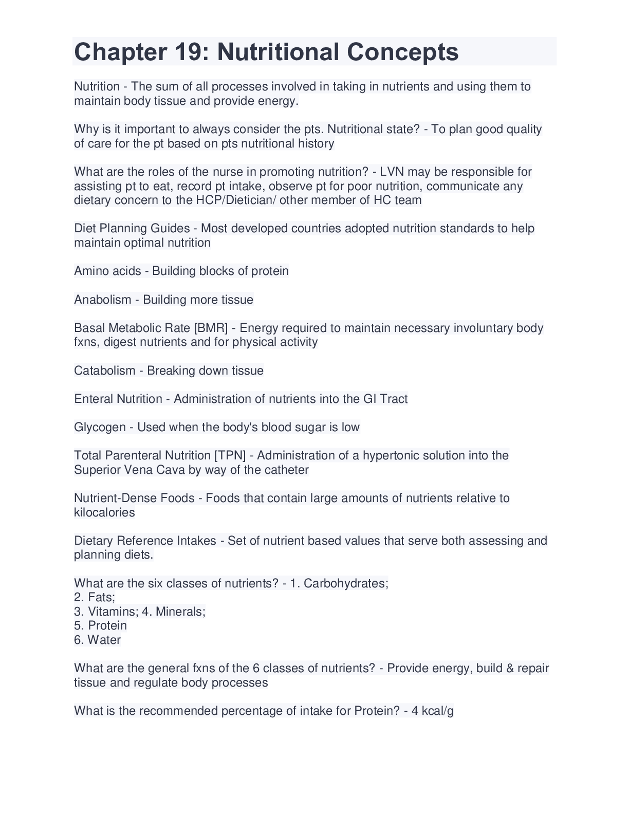 Chapter 19: Nutritional Concepts - Scholarfriends