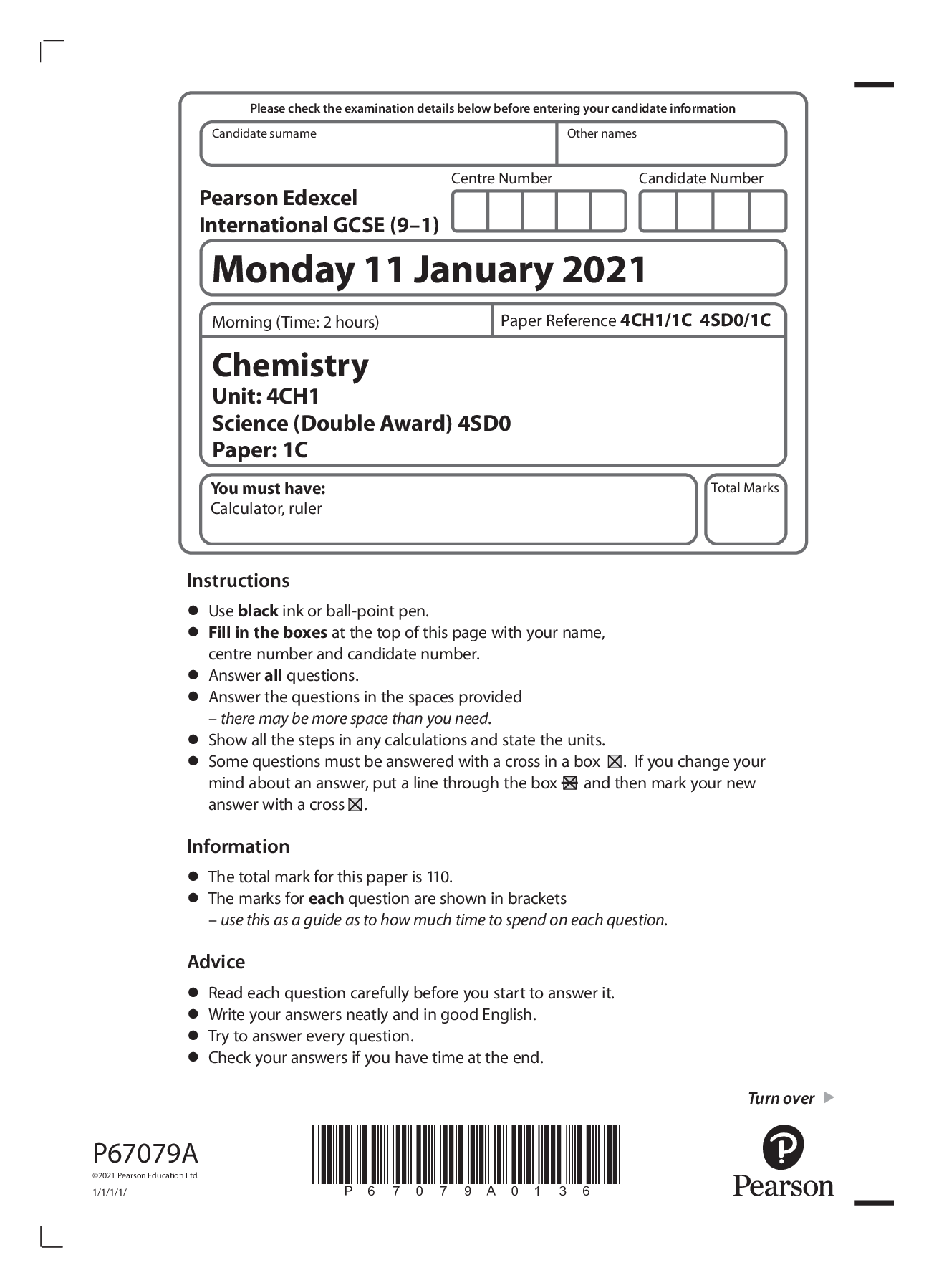 Pearson Edexcel International GCSE (9–1)_Chemistry_4CH1/1C Question ...